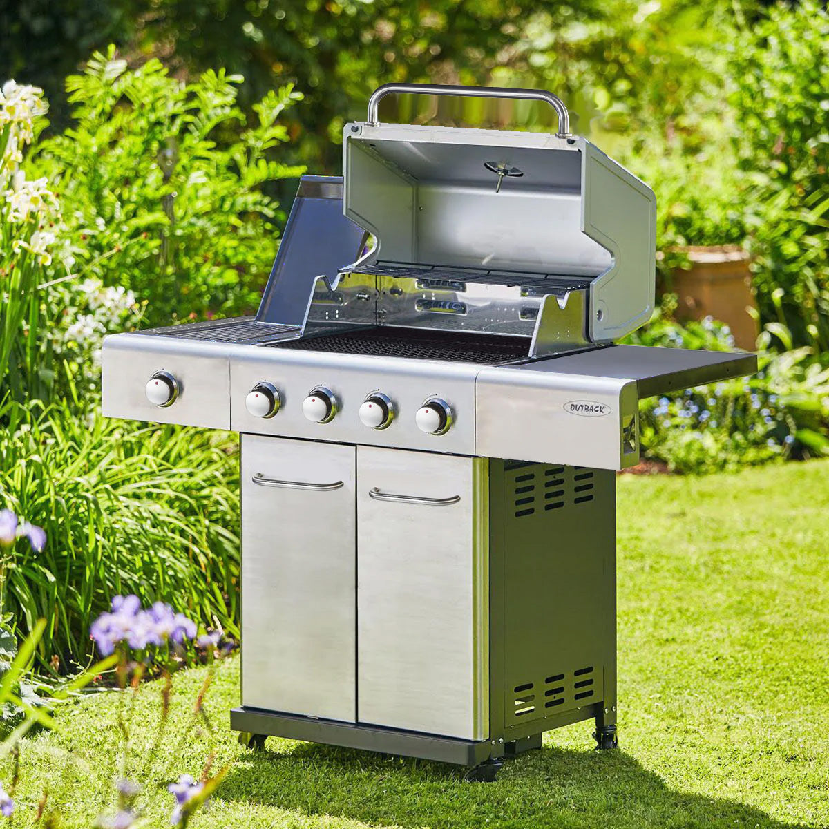 Outback Meteor 4 Burner Stainless Steel Gas BBQ Hooded (OUT370962 ...